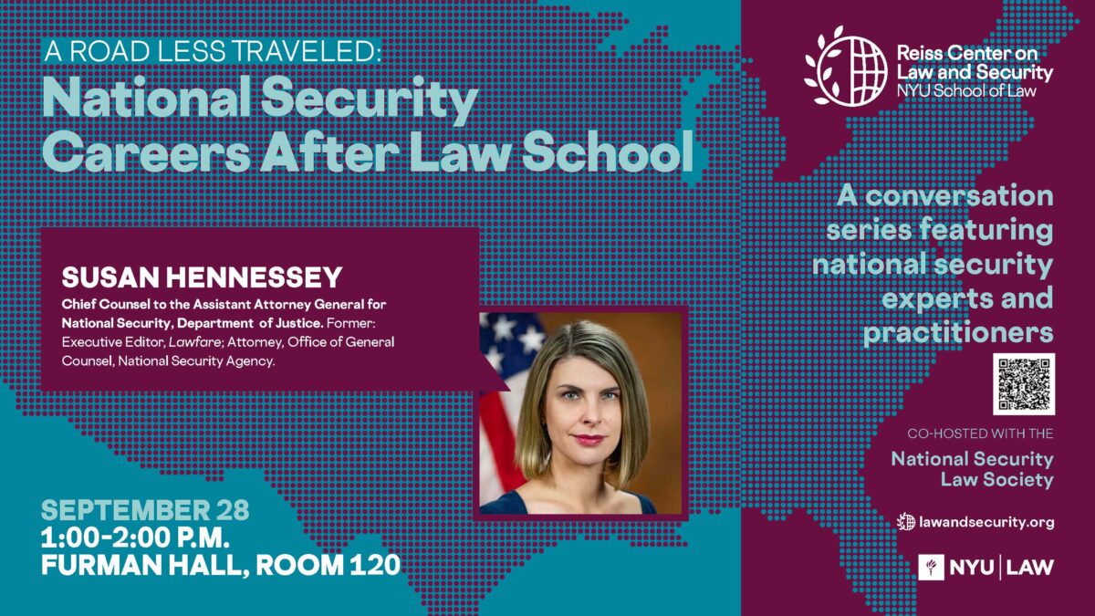 A Road Less Traveled National Security Careers After Law School Susan Hennessey Reiss
